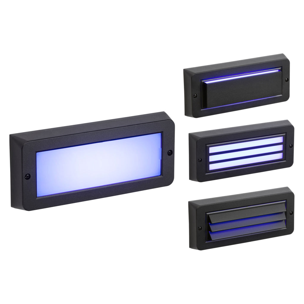 Knightsbridge Blue LED Surface Mount Outdoor Brick Light - Black