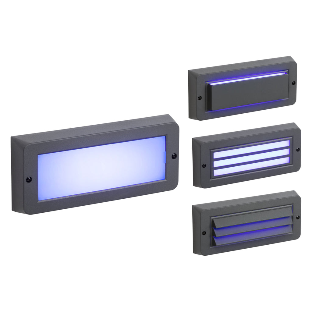 Knightsbridge Blue LED Surface Mount Outdoor Brick Light - Grey