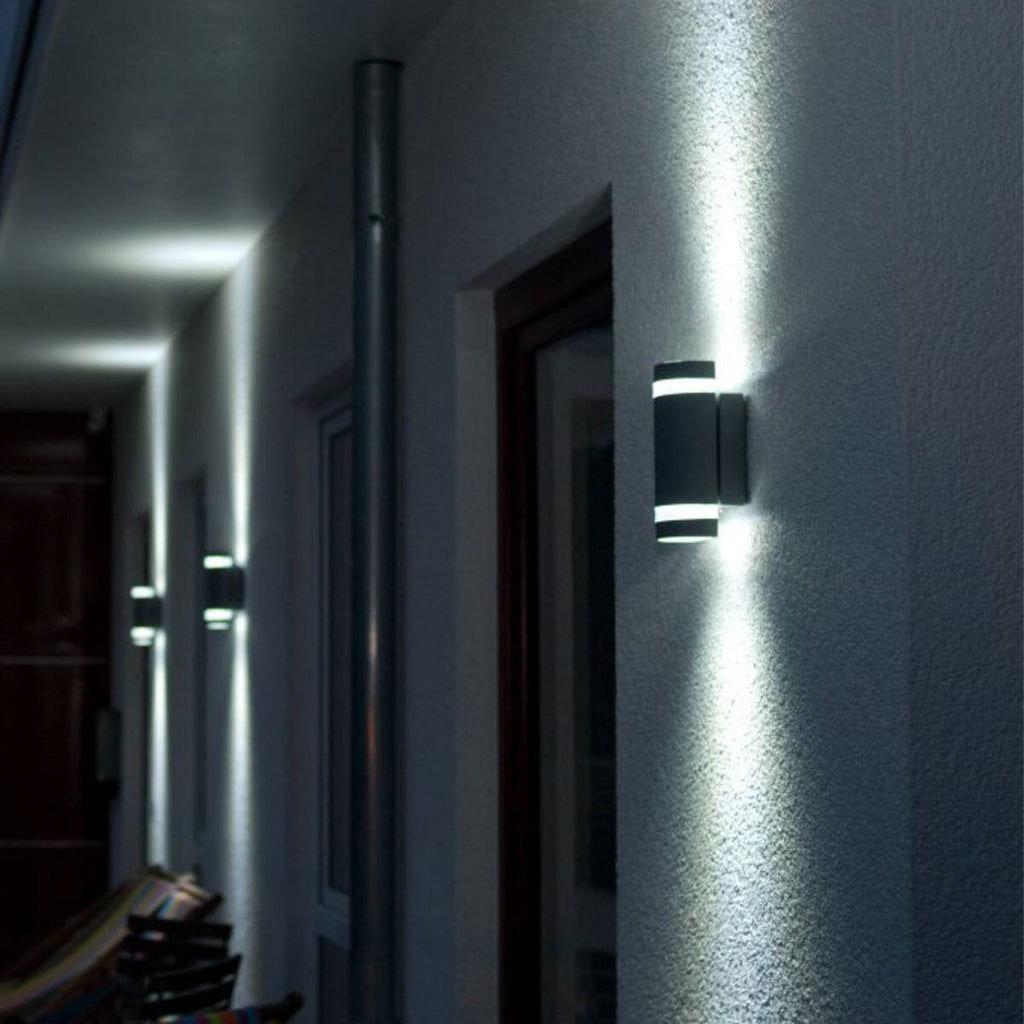 Lutec Focus Outdoor Wall Light Dusk to Dawn - Matt Black