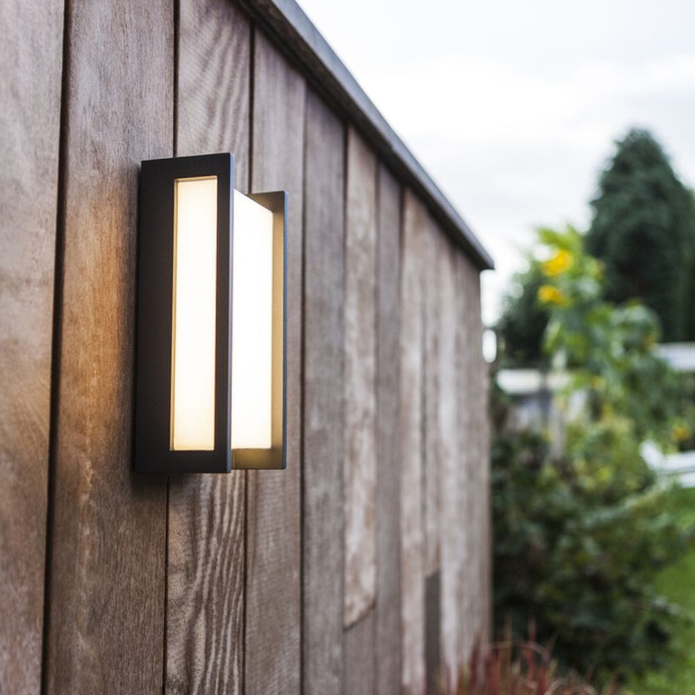 Lutec Qubo Integrated LED Outdoor Wall Light - Dark Grey