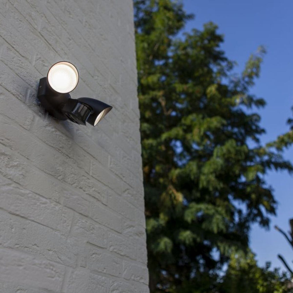 Lutec Shrimp Outdoor Wall Light With PIR Sensor - Matt Black