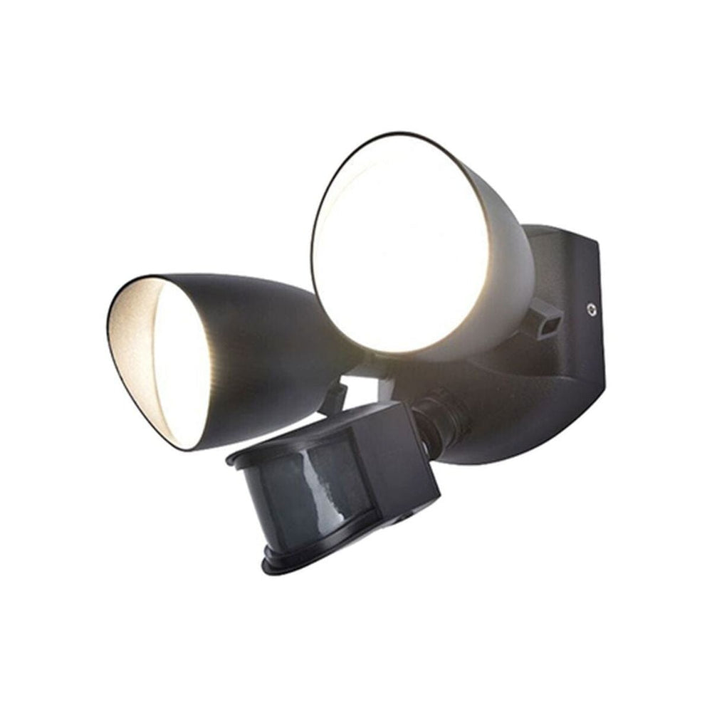 Lutec Shrimp Outdoor Wall Light With PIR Sensor - Matt Black